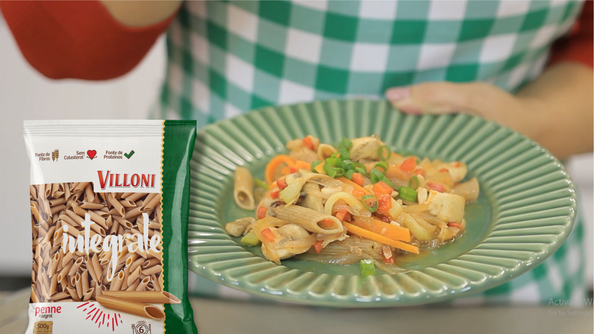Penne integrale Villoni com legumes e frango - Villoni Alimentos